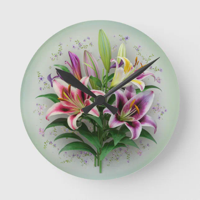 Vintage Luminous Lily Wall Clock | Zazzle