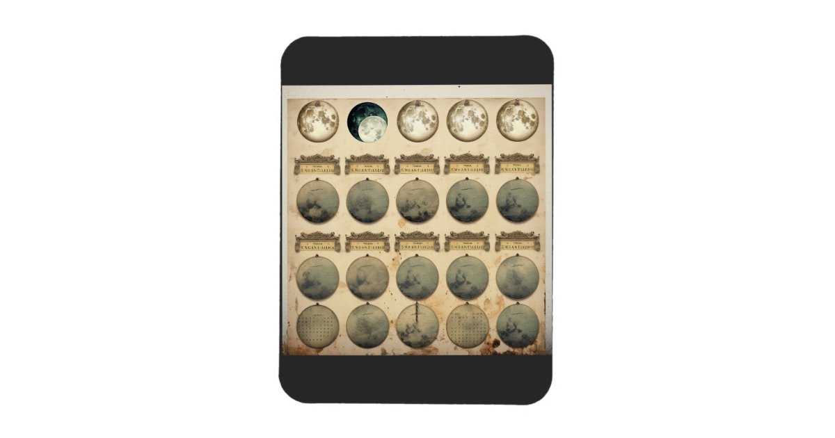 Vintage Lunar Cycle Chart - Celestial Moon Phases Magnet | Zazzle