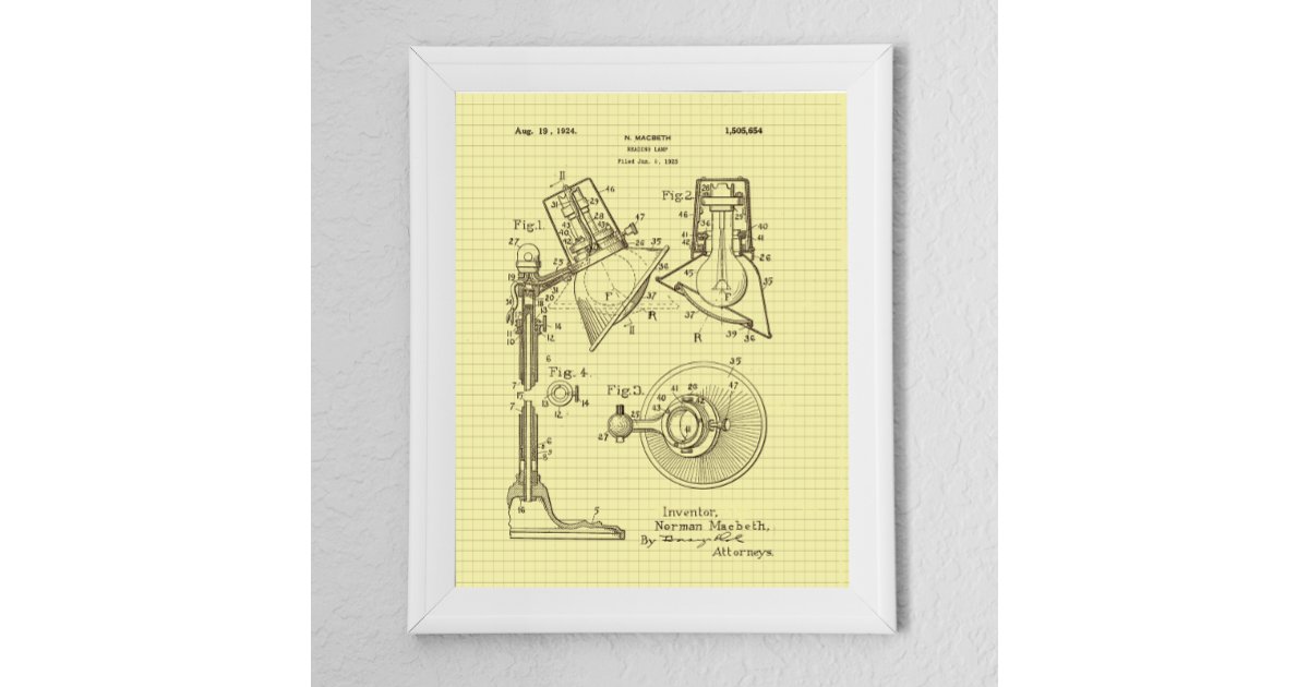 Vintage MacBeth Reading Lamp Patent Poster | Zazzle