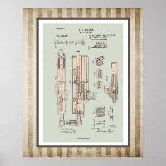 Vintage Machine Gun Patent Poster | Zazzle