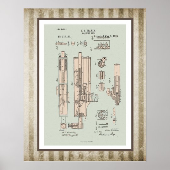 Vintage Machine Gun Patent Poster | Zazzle.com