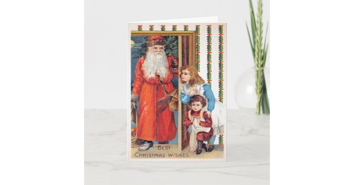 Vintage Mad Santa Holiday Card | Zazzle