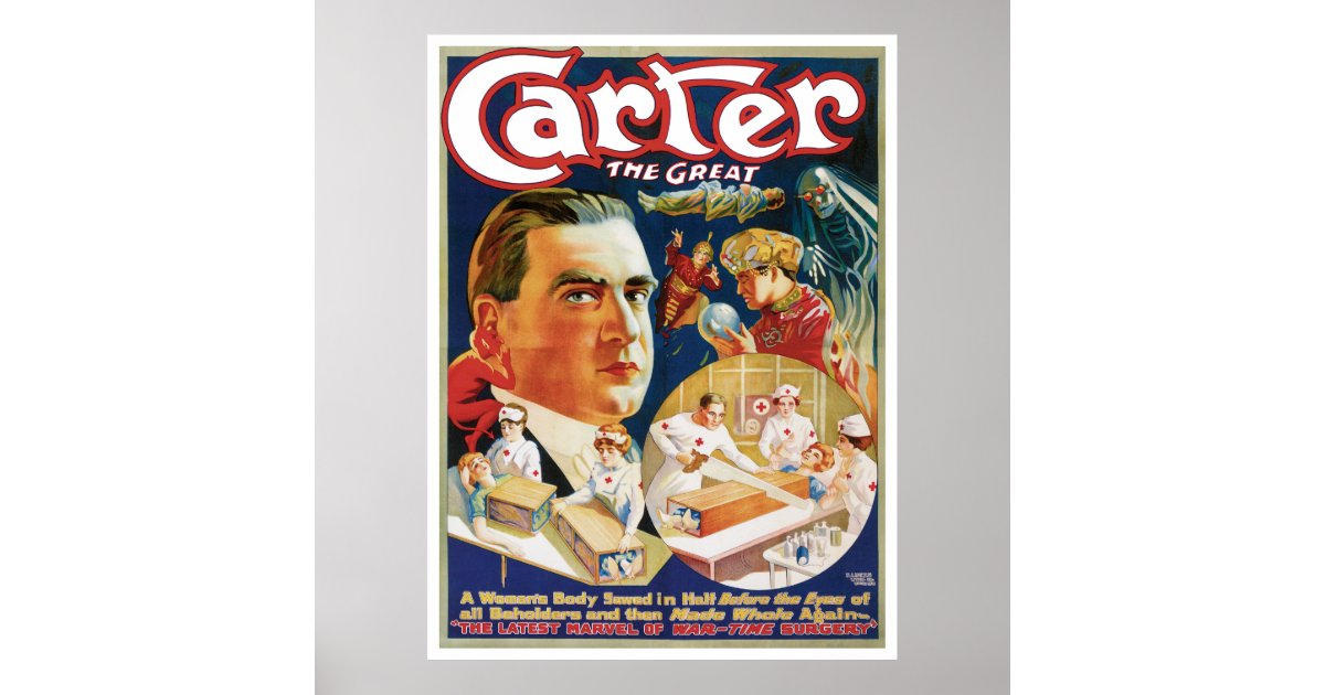 Vintage Magic Poster, Magician Carter the Great Poster | Zazzle