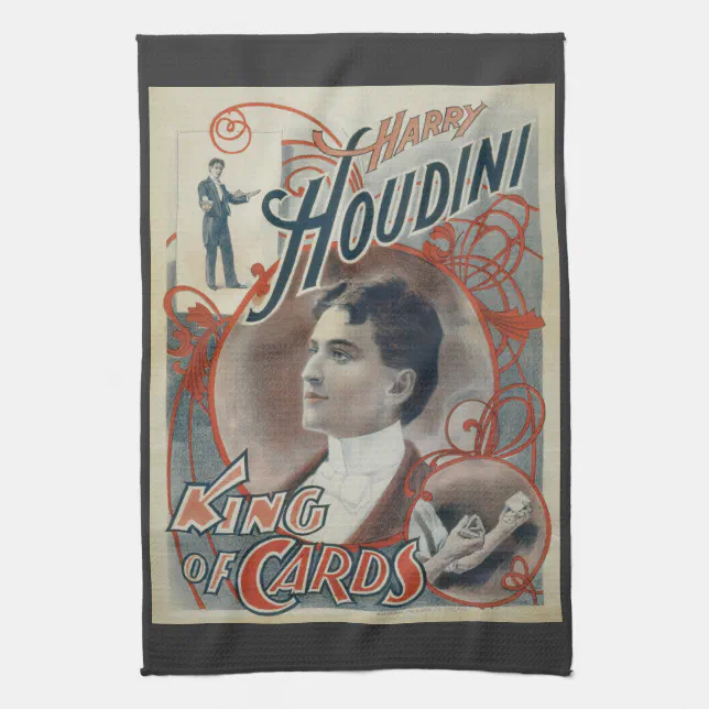 Vintage Magic Poster, Magician Harry Houdini Kitchen Towel | Zazzle