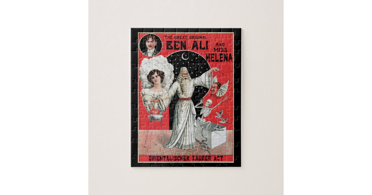Vintage Magic Poster, the Great Original Ben Ali Jigsaw Puzzle | Zazzle