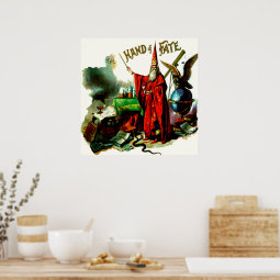 Vintage Magic Wizard Merlin Fate Litho Label Art Poster | Zazzle