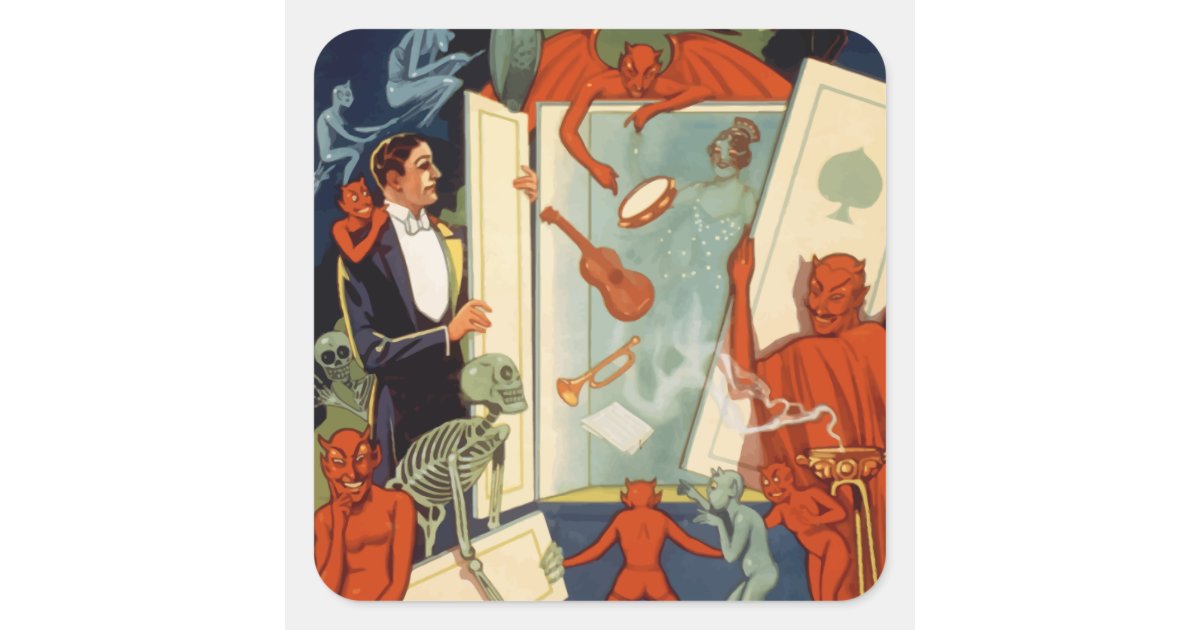 Vintage Magician Carter the Great Magic Act Square Sticker | Zazzle
