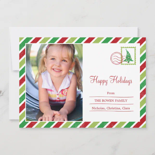Vintage Mail Holiday Photo Cards | Zazzle