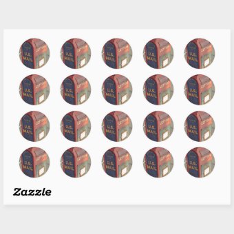 Vintage Mailbox Classic Round Sticker | Zazzle