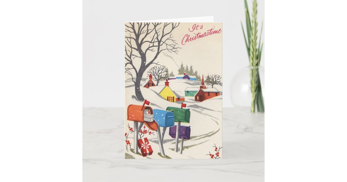 Vintage_mailboxes_Christmas_Card Holiday Card | Zazzle
