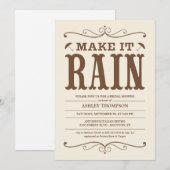 Vintage Make it Rain Bridal Shower Invitations | Zazzle