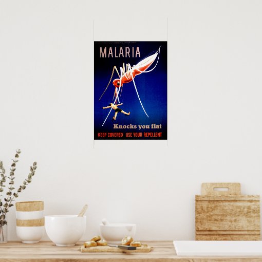 Vintage Malaria Knocks You Flat Poster | Zazzle