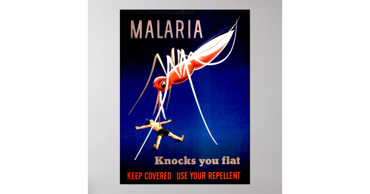 Vintage Malaria Knocks You Flat Poster | Zazzle