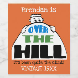Vintage Male Personalized Birthday Over the Hill Wine Label | Zazzle