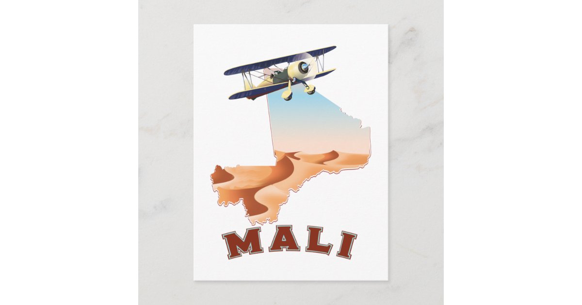Vintage Mali Map travel poster Postcard | Zazzle