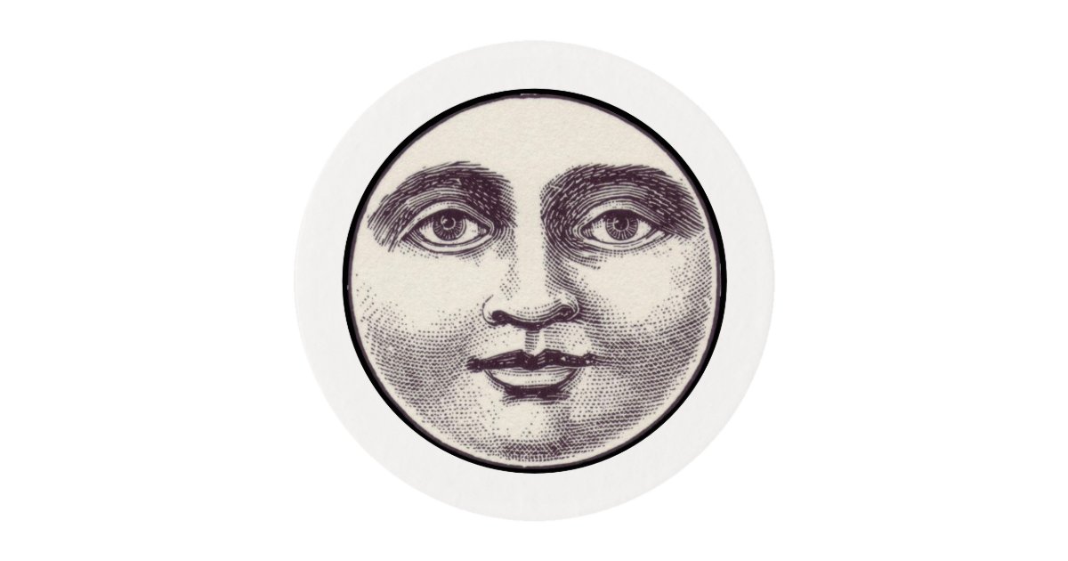 Vintage man in the moon full moon face edible frosting rounds | Zazzle