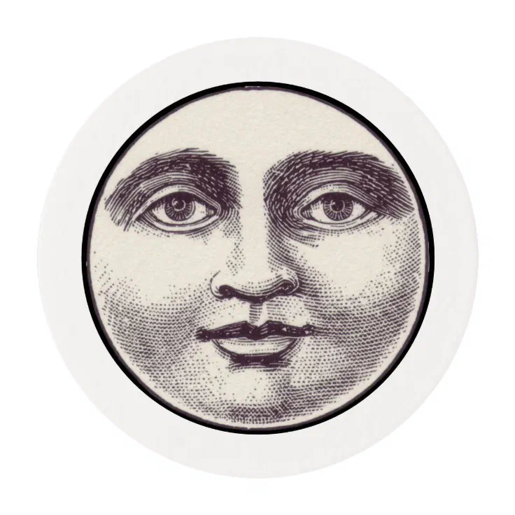 Vintage man in the moon full moon face edible frosting rounds | Zazzle