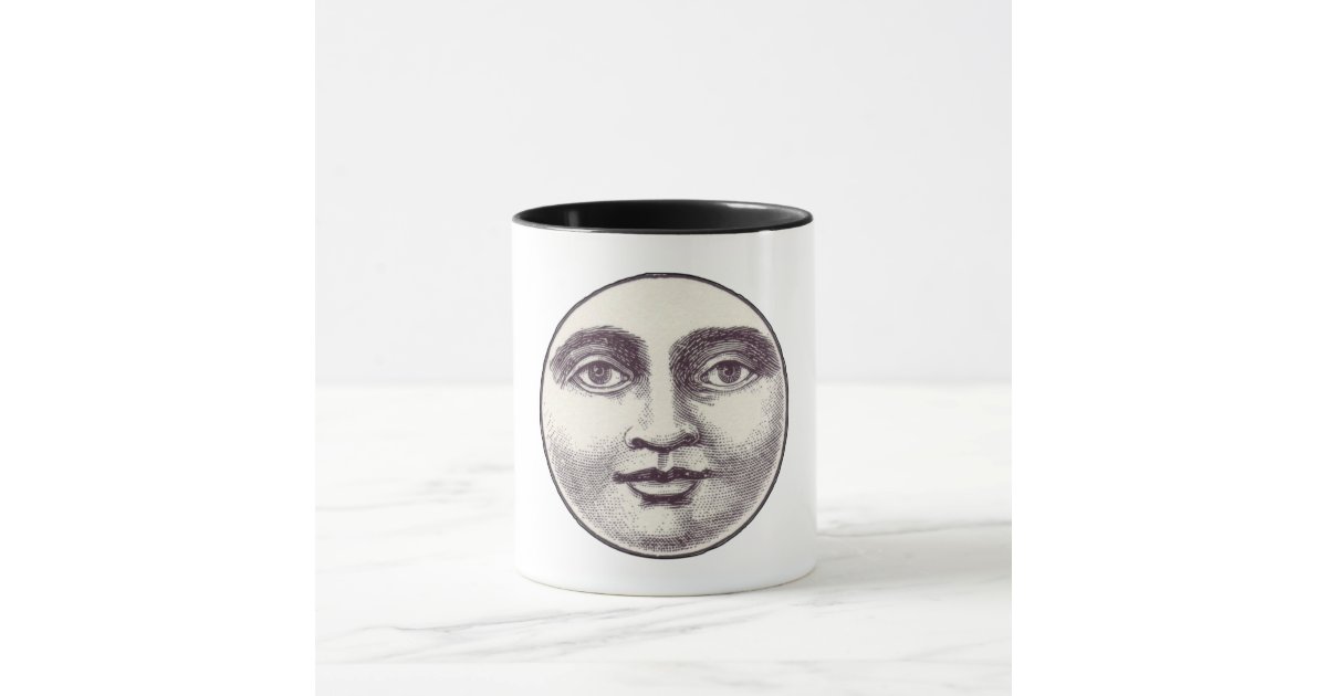Vintage man in the moon full moon face mug | Zazzle