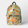 Vintage Mango & Greenery Summer Fruit Monogram Printed Backpack | Zazzle