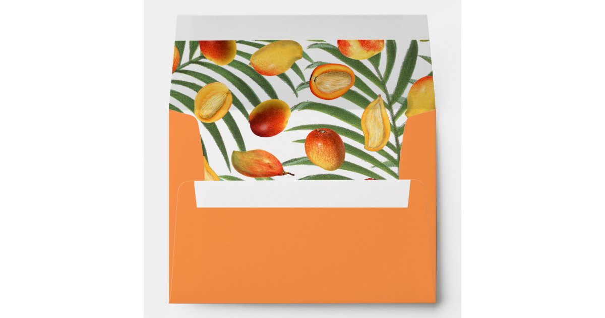 Vintage Mango & Greenery Summer Fruit Pattern Envelope | Zazzle