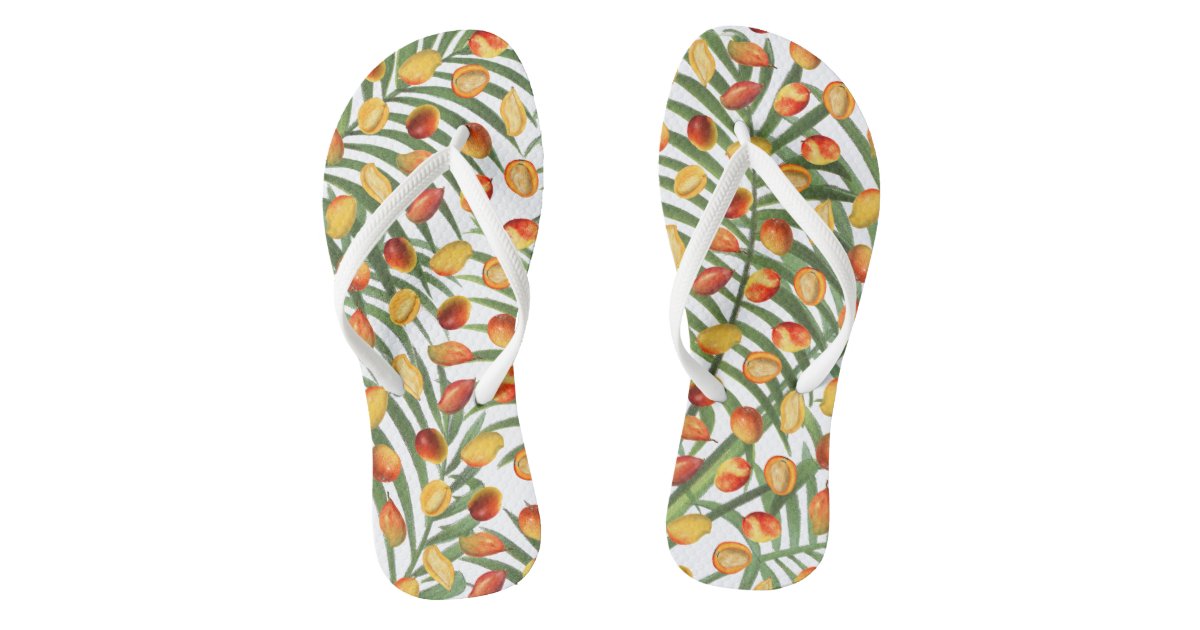 Vintage Mango & Greenery Summer Fruit Pattern Flip Flops | Zazzle