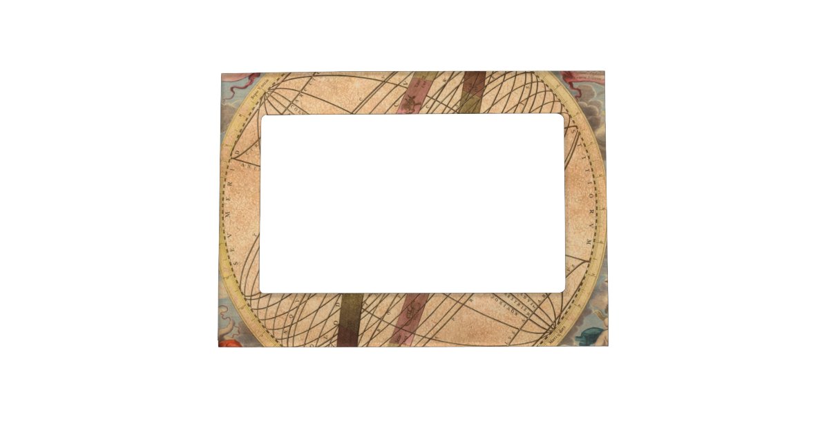 Vintage Map Antique Decoupage Nautical Compass Magnetic Frame | Zazzle