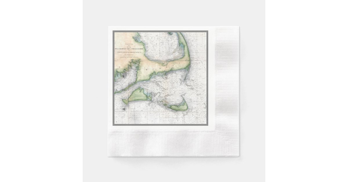 Vintage Map Cape Cod, Nantucket Martha's Vineyard Napkins | Zazzle