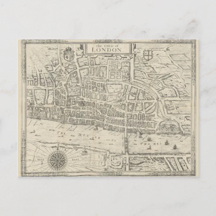 Vintage map city of London postcard | Zazzle