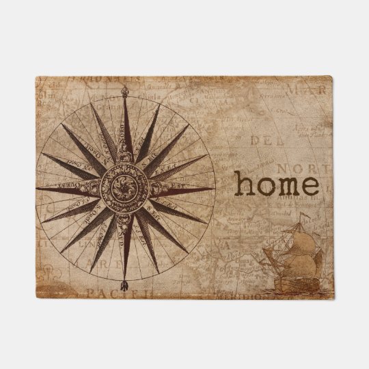 Vintage map compass door mat | Zazzle.com