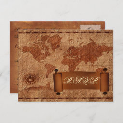 vintage map destination Wedding rsvp card | Zazzle