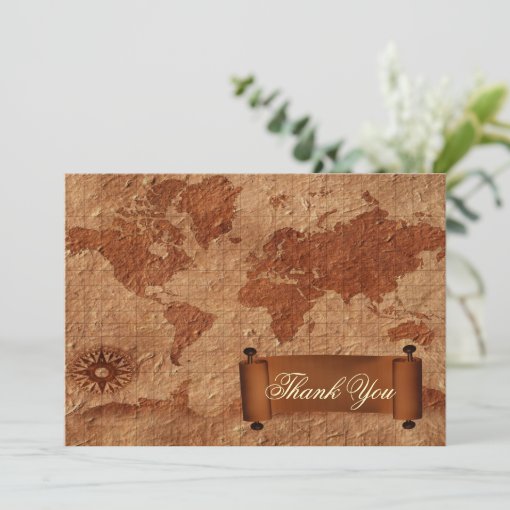 vintage map destination wedding Thank You Card | Zazzle