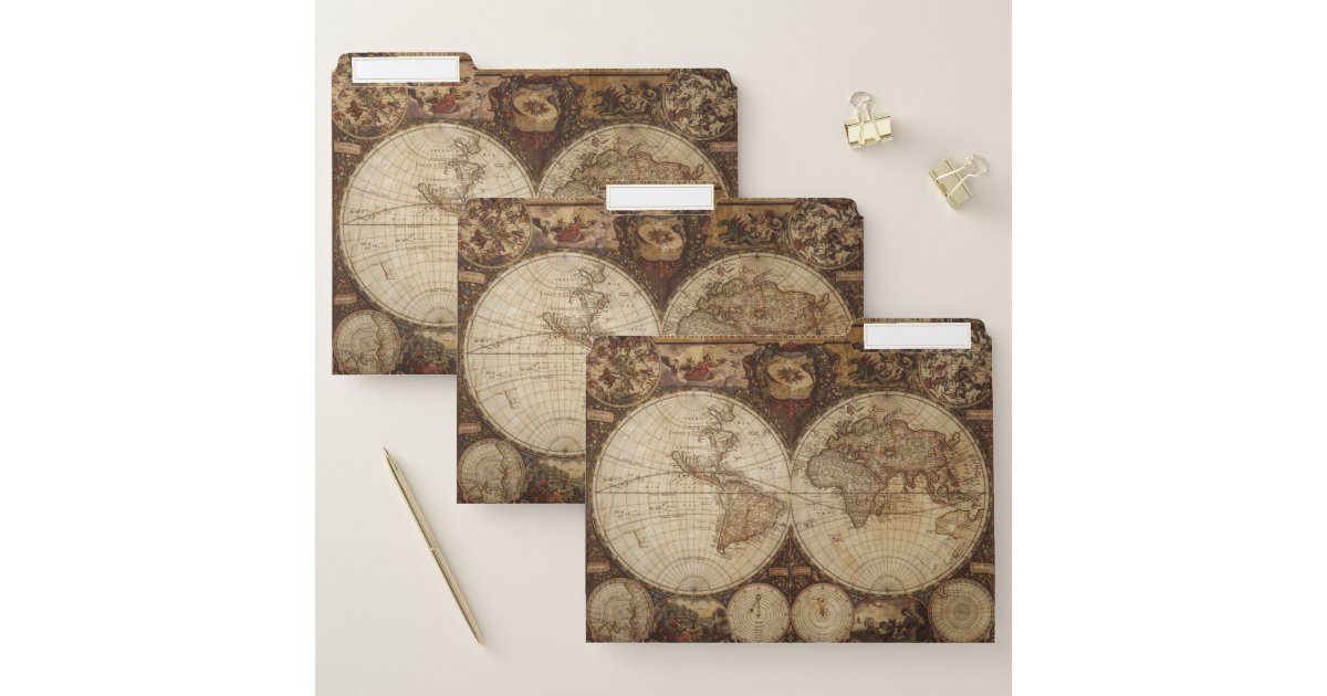 Vintage Map File Folder | Zazzle