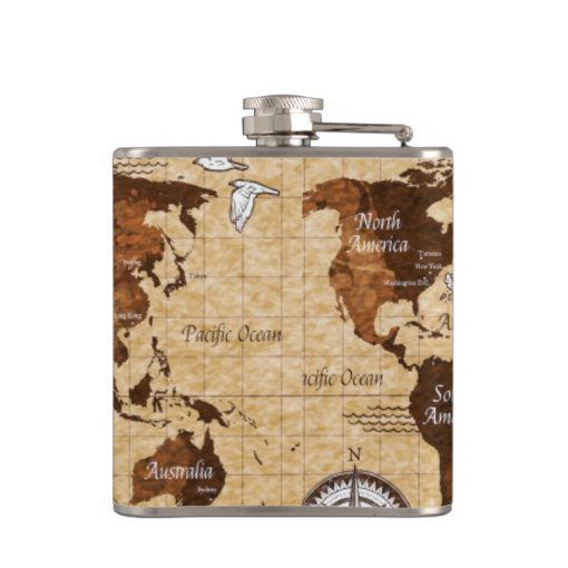 Vintage Map Flask | Zazzle