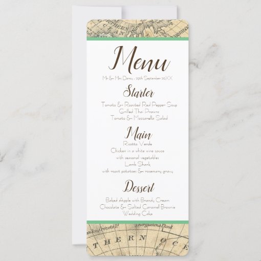 Vintage Map Menu Invitation | Zazzle