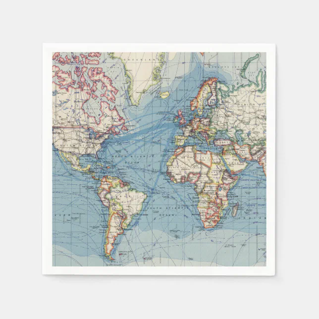 Vintage Map Napkins | Zazzle