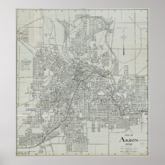 Vintage Map of Akron Ohio (1917) Poster | Zazzle