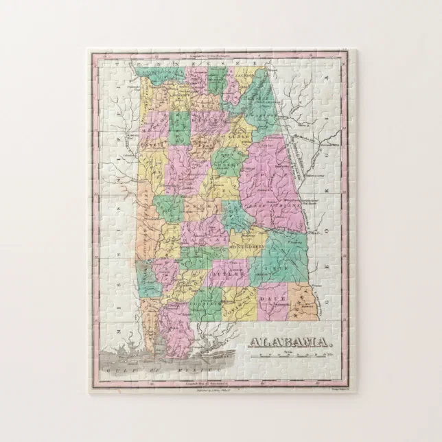 Vintage Map of Alabama (1827) Jigsaw Puzzle | Zazzle