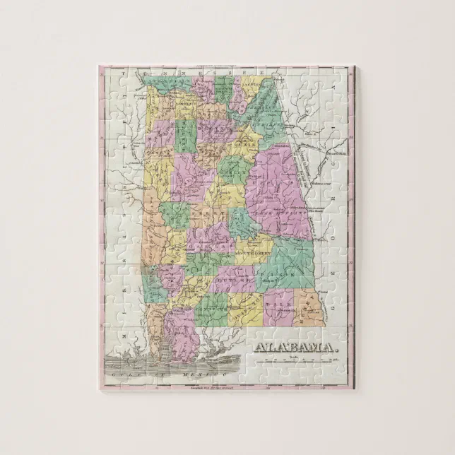 Vintage Map of Alabama (1827) Jigsaw Puzzle | Zazzle