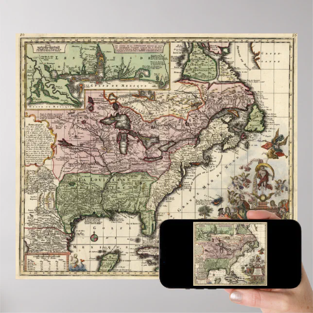 Vintage Map of America (1720) Poster | Zazzle