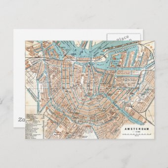 Vintage Map of Amsterdam (1905) Postcard | Zazzle