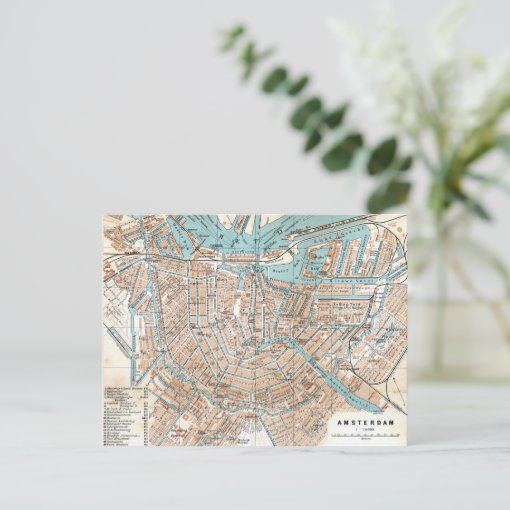 Vintage Map of Amsterdam (1905) Postcard | Zazzle