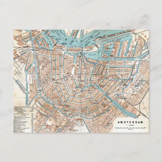 Vintage Map of Amsterdam (1905) Postcard | Zazzle