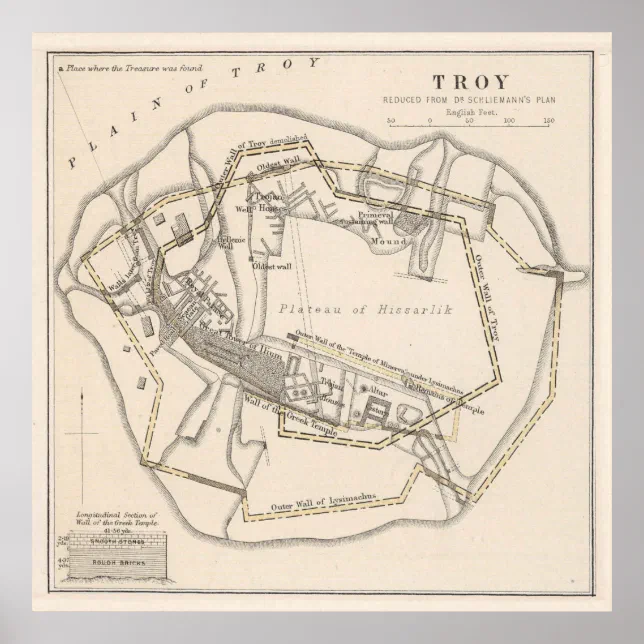 Vintage Map of Ancient Troy (1874) Poster | Zazzle