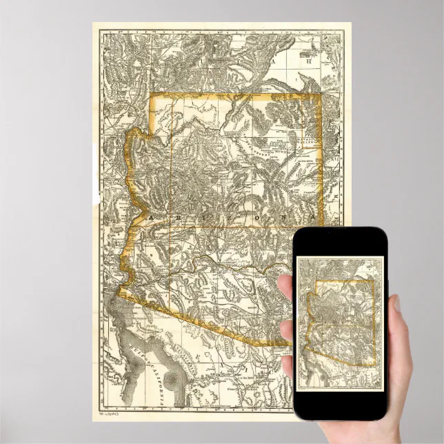 Vintage Map of Arizona (1876) Poster | Zazzle