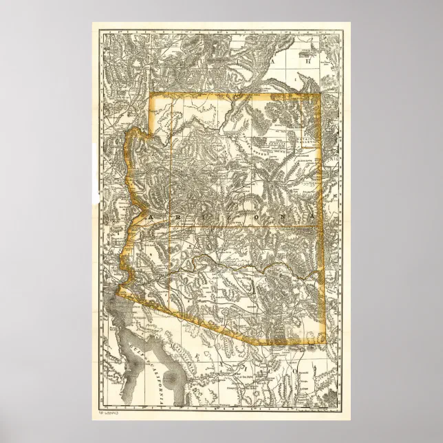 Vintage Map of Arizona (1876) Poster | Zazzle