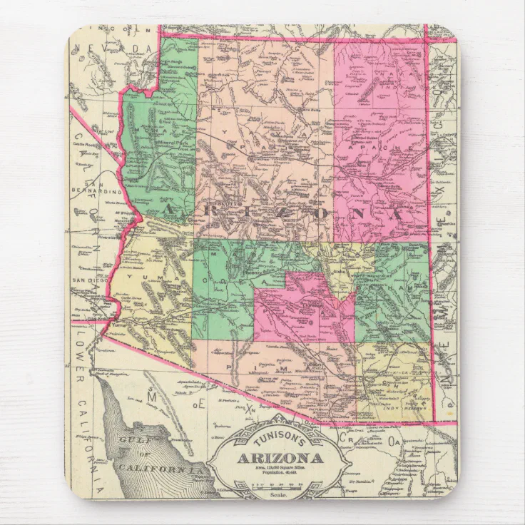 Vintage Map of Arizona (1881) Mouse Pad | Zazzle