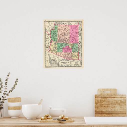Vintage Map of Arizona (1881) Poster | Zazzle