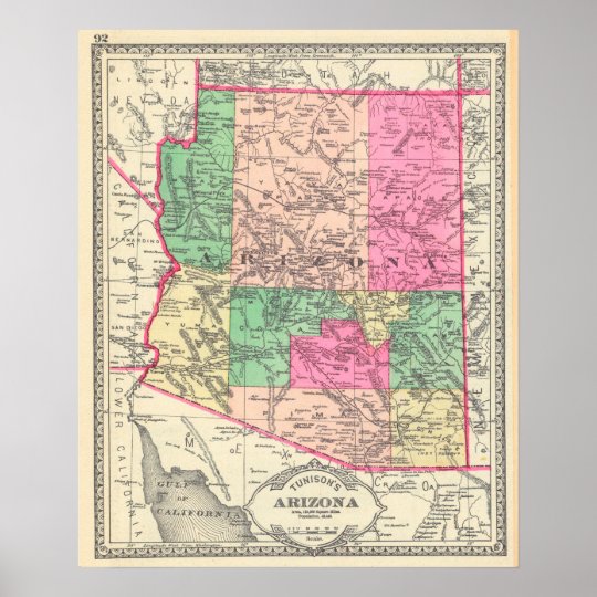 Vintage Map of Arizona (1881) Poster | Zazzle.com