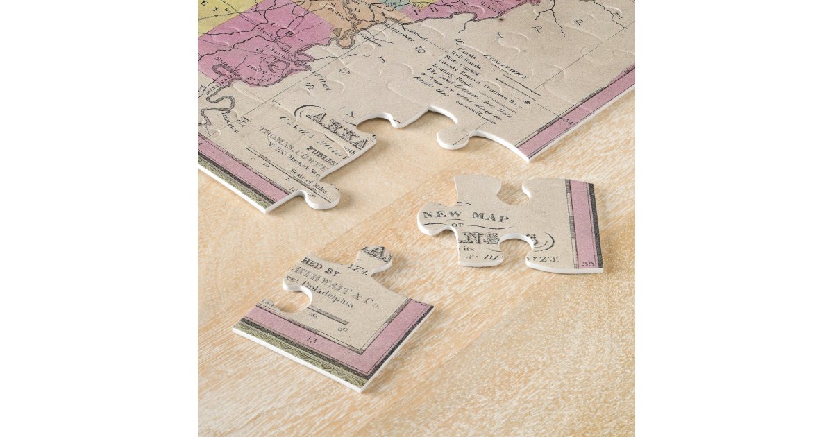 Vintage Map of Arkansas (1853) Jigsaw Puzzle | Zazzle