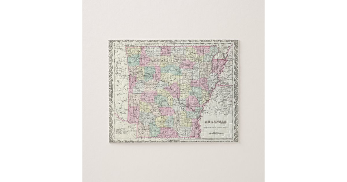 Vintage Map of Arkansas (1855) Jigsaw Puzzle | Zazzle